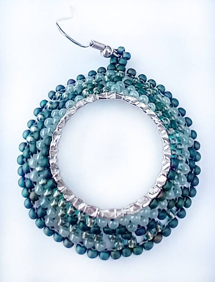 Hoop Earrings Ombre Earrings Boho Earrings Beaded Earrings Statement ...