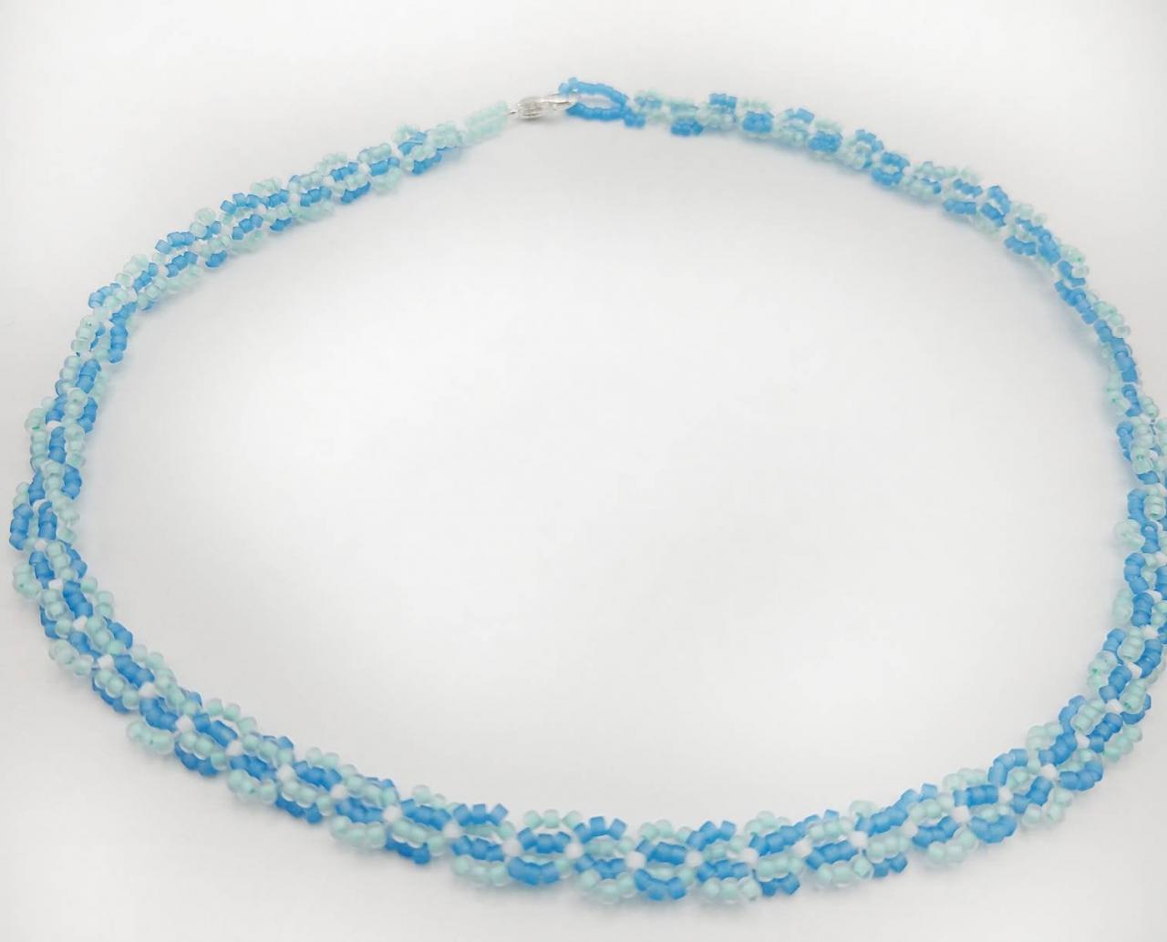 Blue Beaded Choker Beaded Collar Beaded Necklace Aesthetic Choker ...