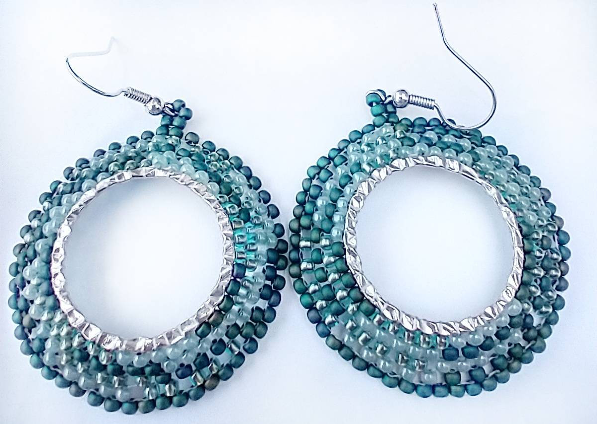 Hoop Earrings Ombre Earrings Boho Earrings Beaded Earrings Statement ...